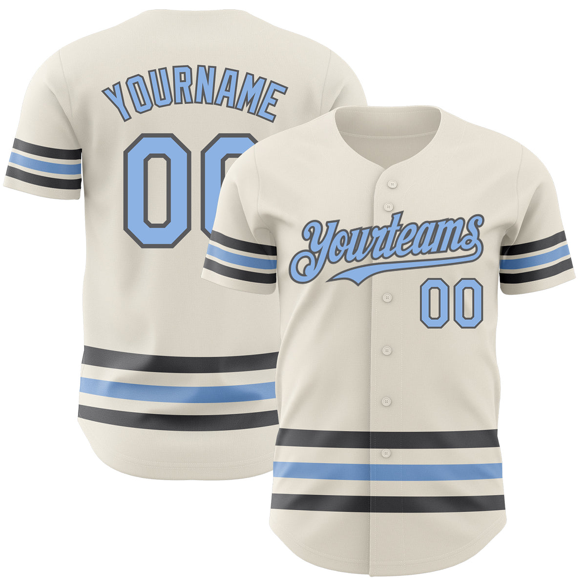 2024 Cheap Custom Cream Light Blue-Steel Gray Stripes Authentic ...