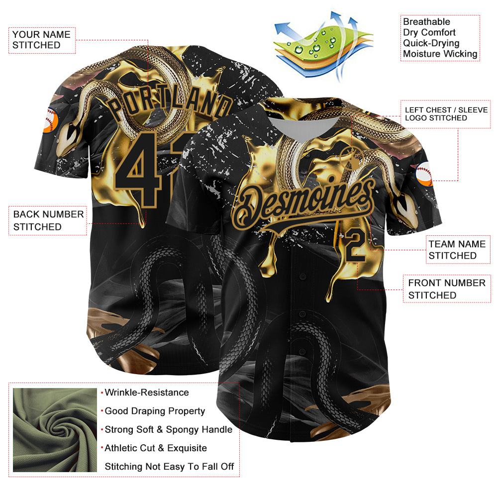 2024 Cheap Custom Black Old Gold 3D Pattern Design Animal Snake ...