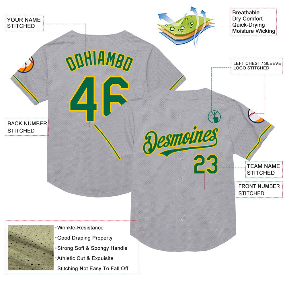 2024 Cheap Custom Gray Kelly Green-Yellow Mesh Authentic Throwback ...