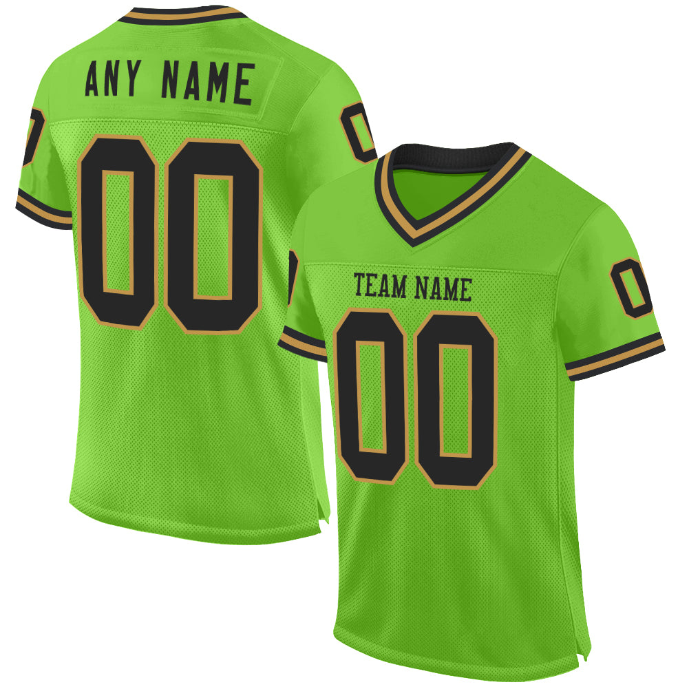2024 Cheap Custom Neon Green Black-Old Gold Mesh Authentic Throwback ...