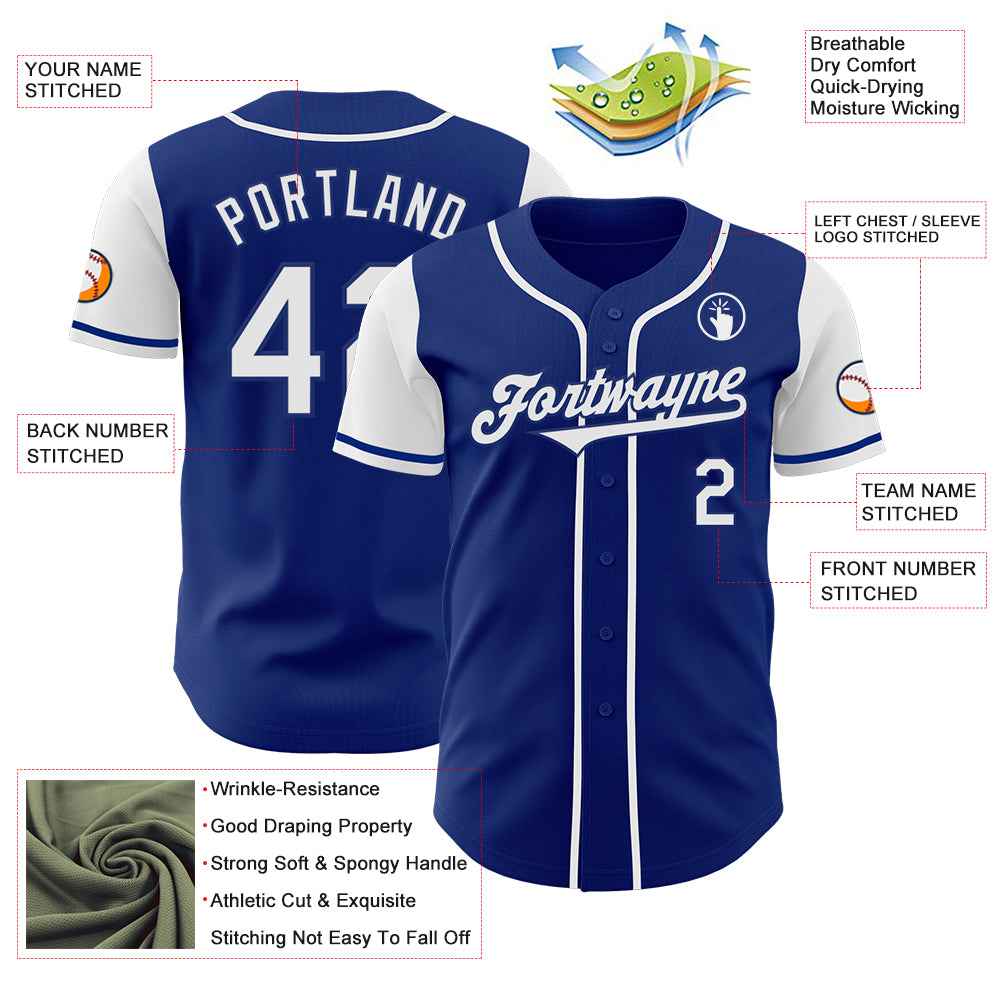 2025 Cheap Custom Royal White Authentic Two Tone Baseball Jersey Free