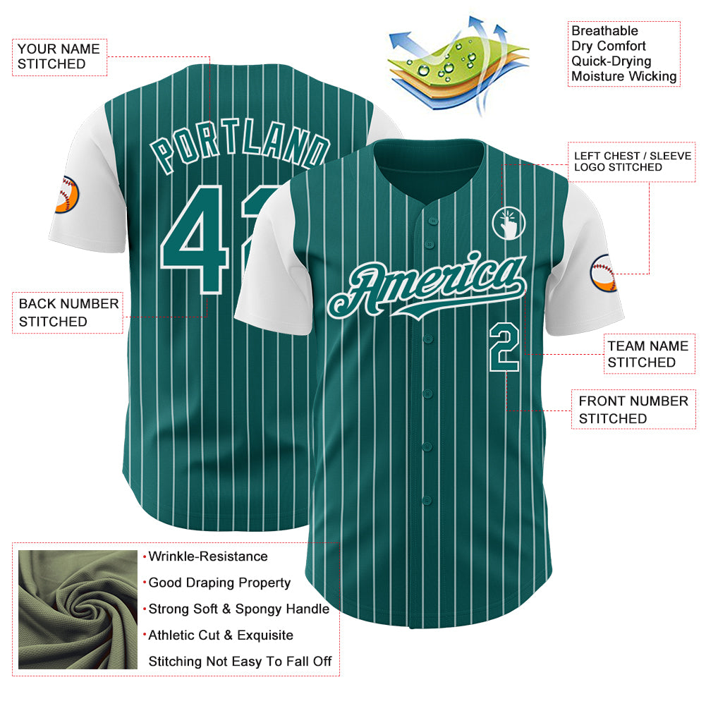 2025 Cheap Custom Teal White Pinstripe White Authentic Two Tone