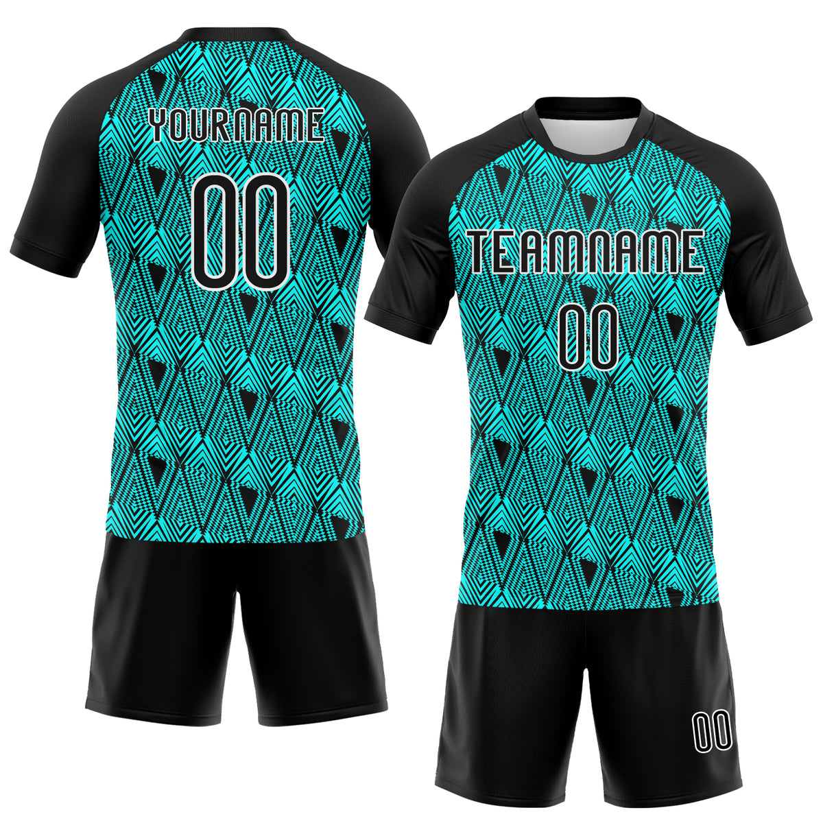 2024 Cheap Custom Lakes Blue Black-White Geometric Shape Sublimation ...