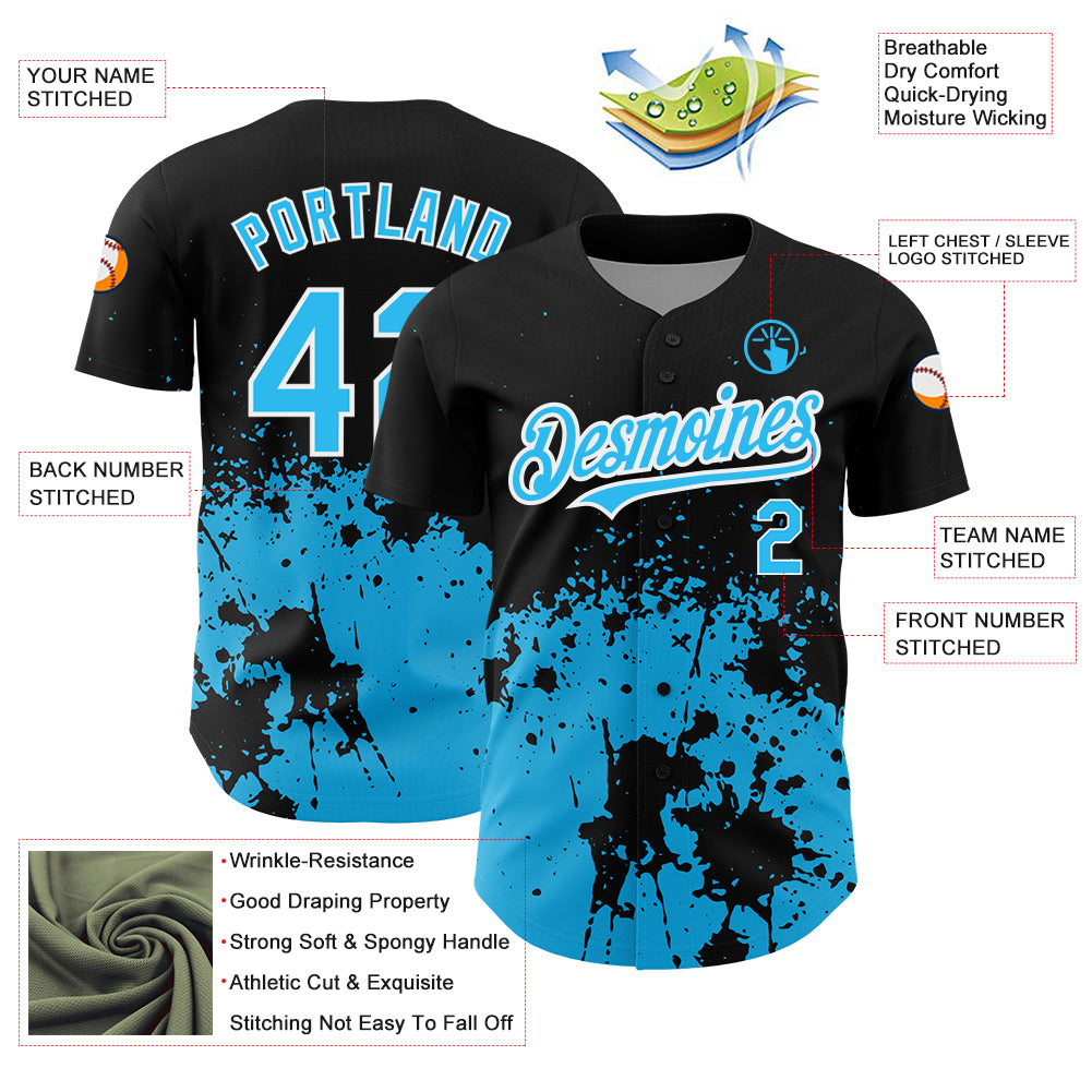 2024 Cheap Custom Black Sky Blue-White 3D Pattern Design Abstract ...