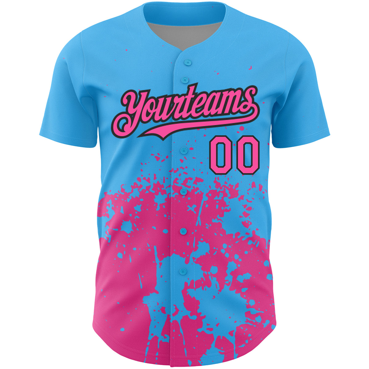 2024 Cheap Custom Sky Blue Pink-Black 3D Pattern Design Abstract Splash ...