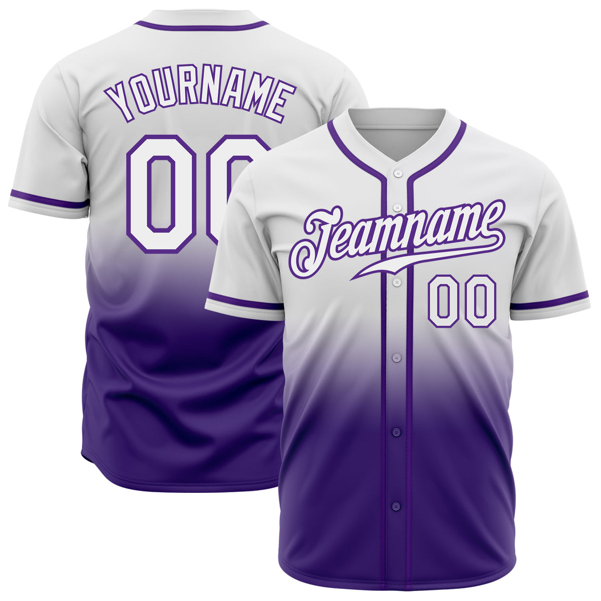 Cheap Custom White White-Purple Authentic Fade Fashion Baseball Jersey ...