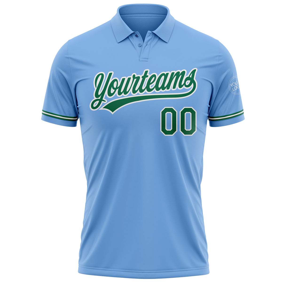 Cheap Custom Light Blue Kelly Green-White Performance Vapor Golf Polo ...
