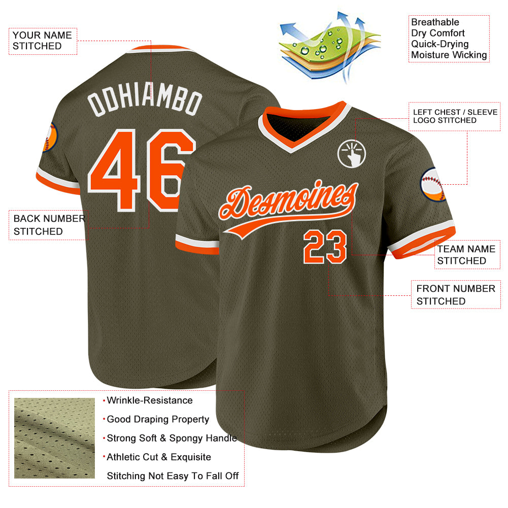 2024 Cheap Custom Olive Orange-White Authentic Throwback Salute To ...