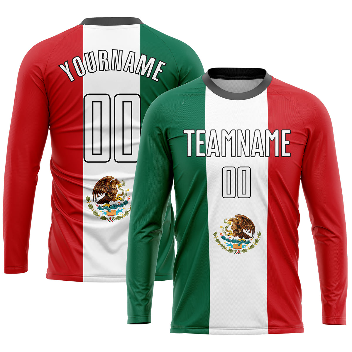Cheap Custom Kelly Green White Red-Black Sublimation Mexican Flag ...